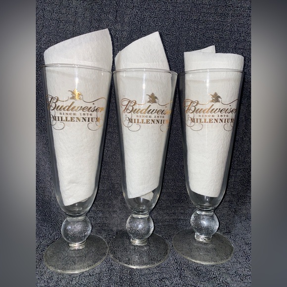 Dining | Budweiser Millennium Limited Edition Set Of 3 Glass Cups ...